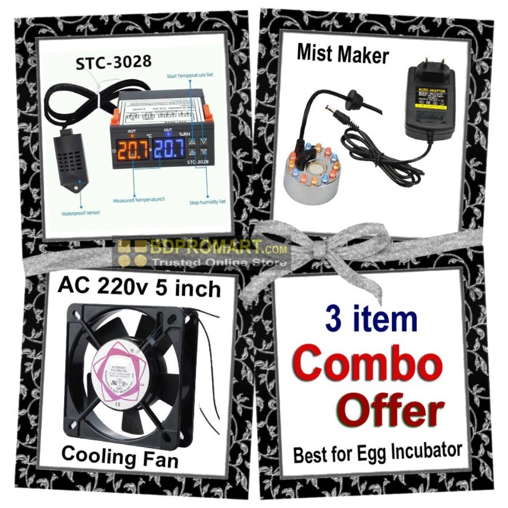 STC-3028 Combo Pack of 3 items Incubator Temperature and Humidity ...