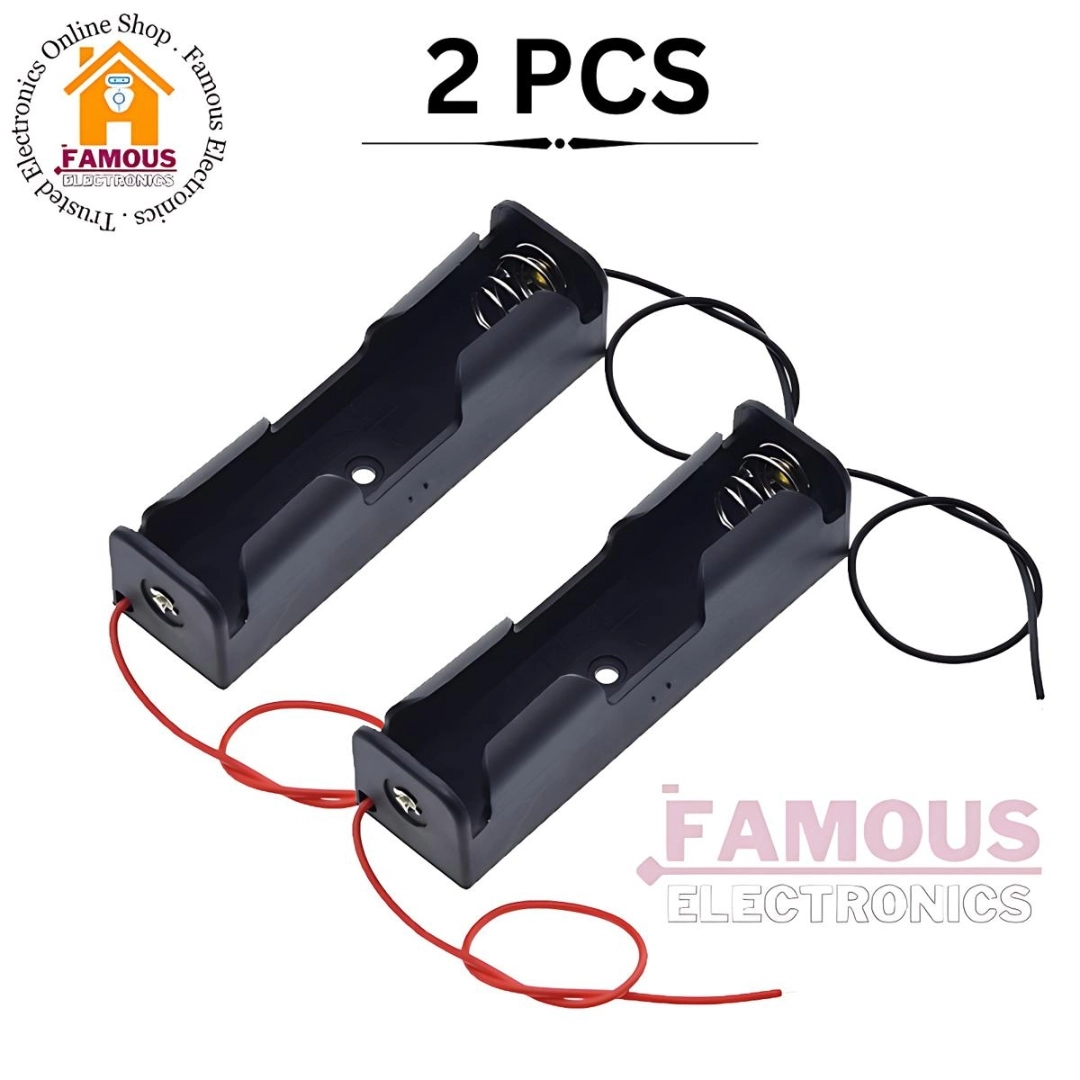 2PCS 18650 Single Cell Lithium Battery Holder - Plastic Case with Lead ...