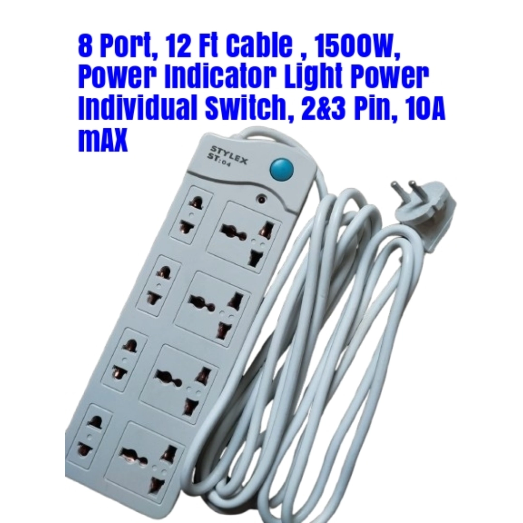 Best & High Quality Multi Plug 8 Port Extention Socket Cable Stylex S.T ...