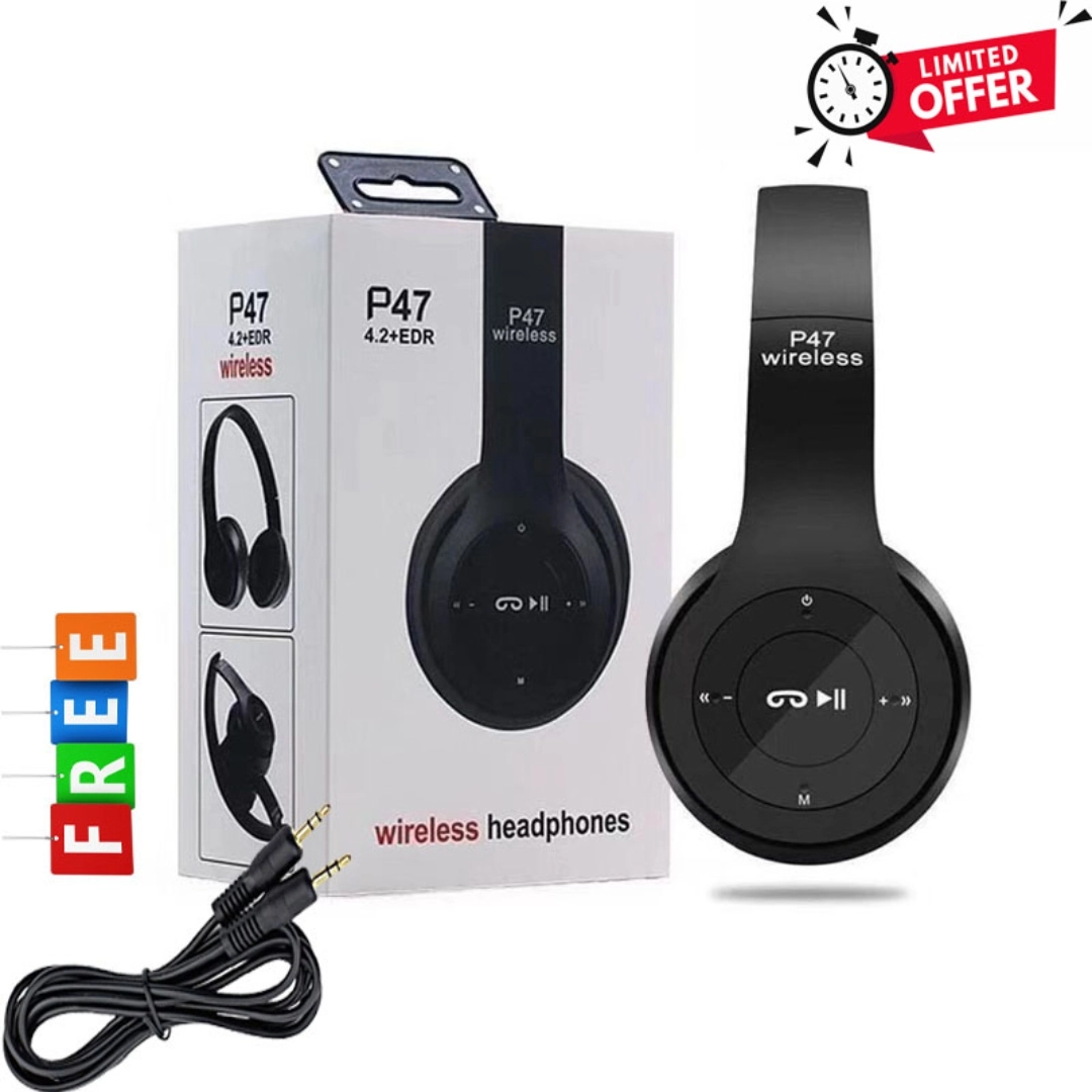 P47 - Wireless Bluetooth Headphone V5.0 with SD Card Slot (Free Audio ...