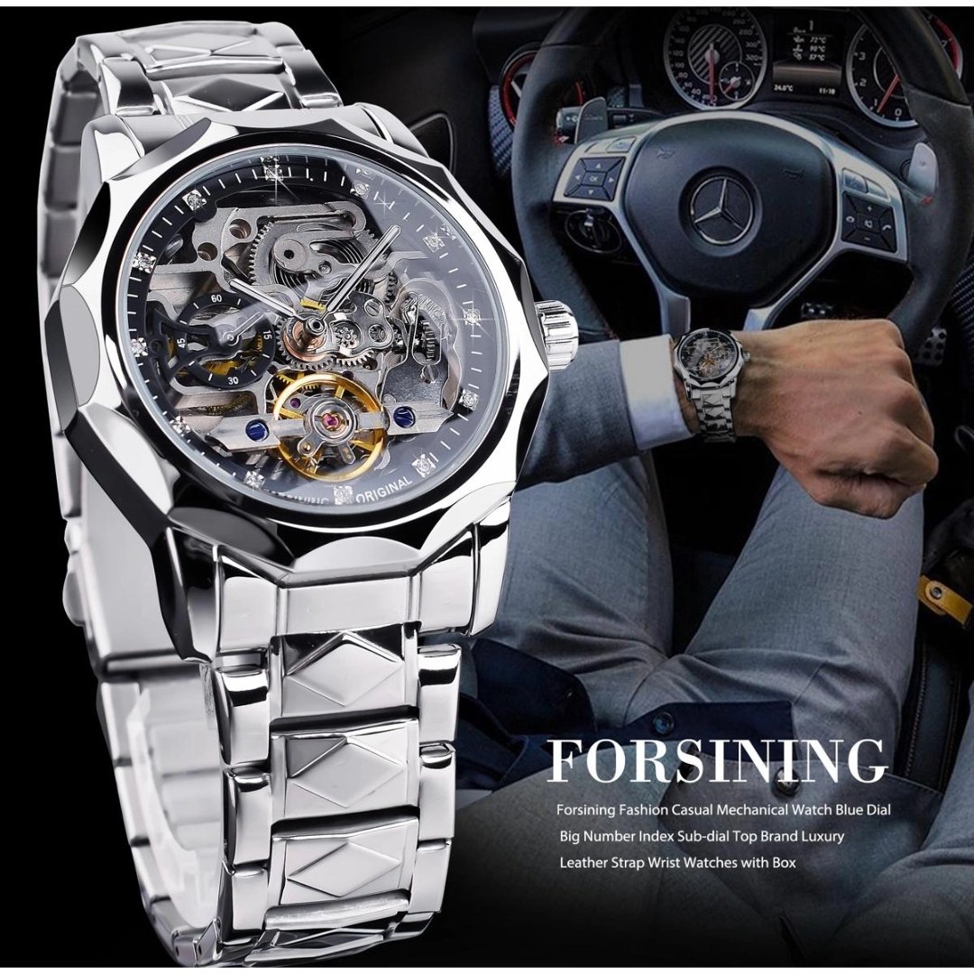 Forsining Luxury Automatic Tourbillon Diamond Outdoor Mens Mechanical ...