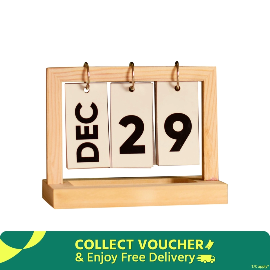 Wood Flip Chart Permanent Desk Calendar - Stay Organized With The ...
