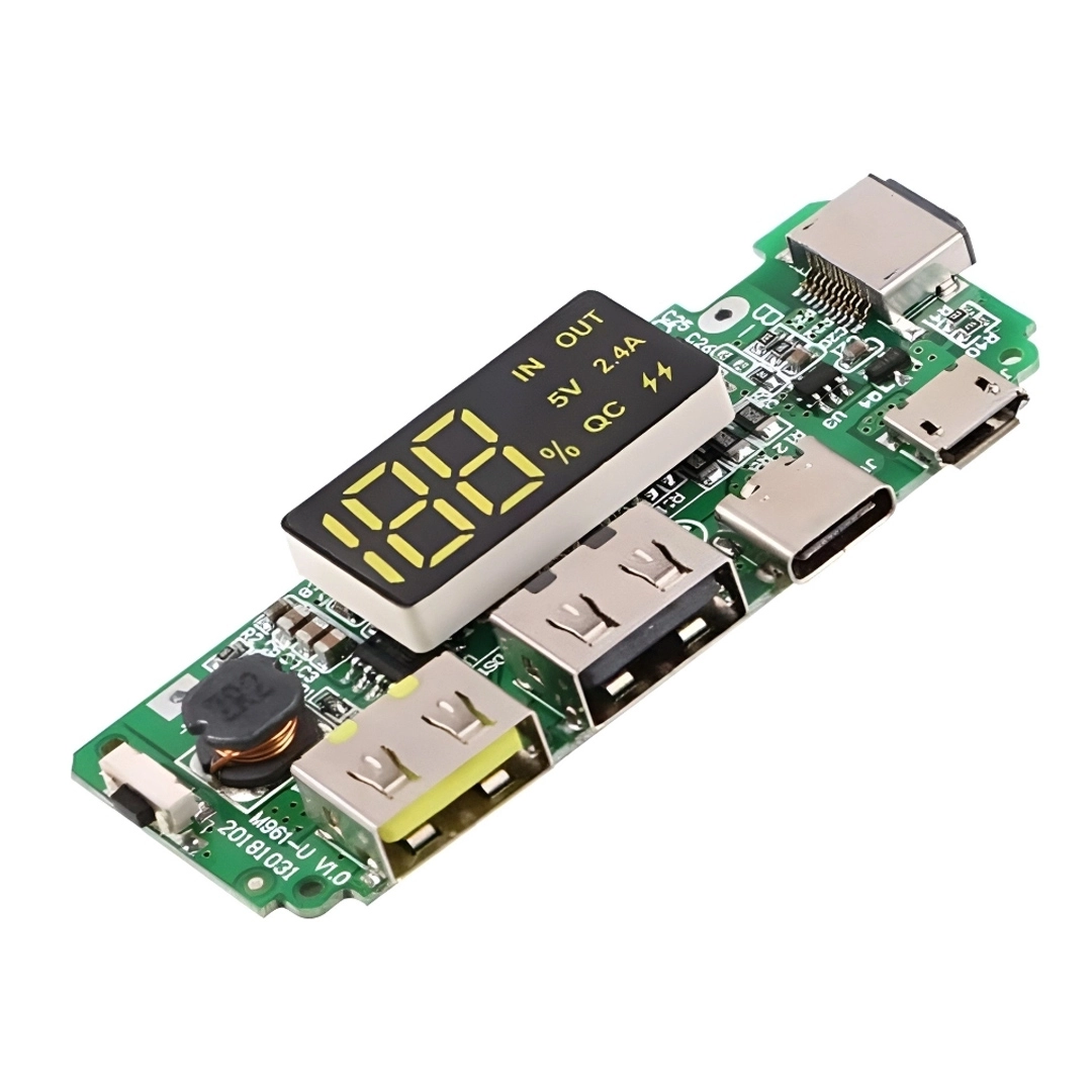 LED Dual USB 5V 2.4A Micro/Type-C USB Mobile Power Bank 18650 Charging ...