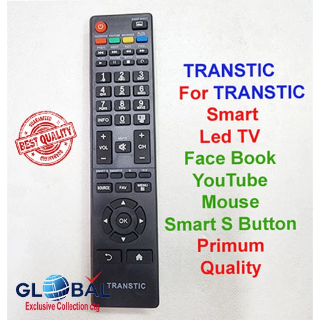 Tv Remote for Transtec Android Led Tv with Facebook Youtube Option