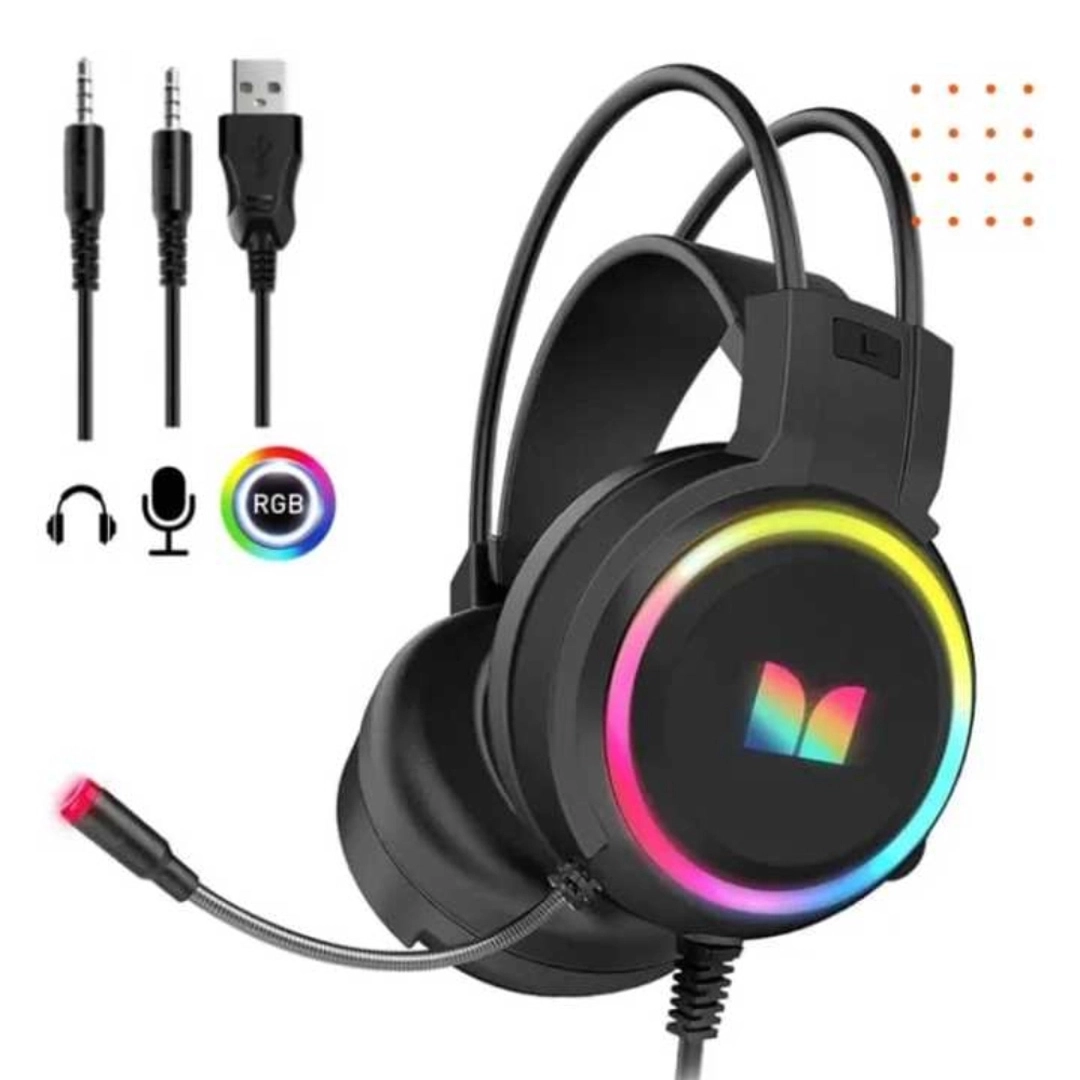 Monster RGB Gaming Headset with LED Lights, Noise-Cancelling Microphone ...