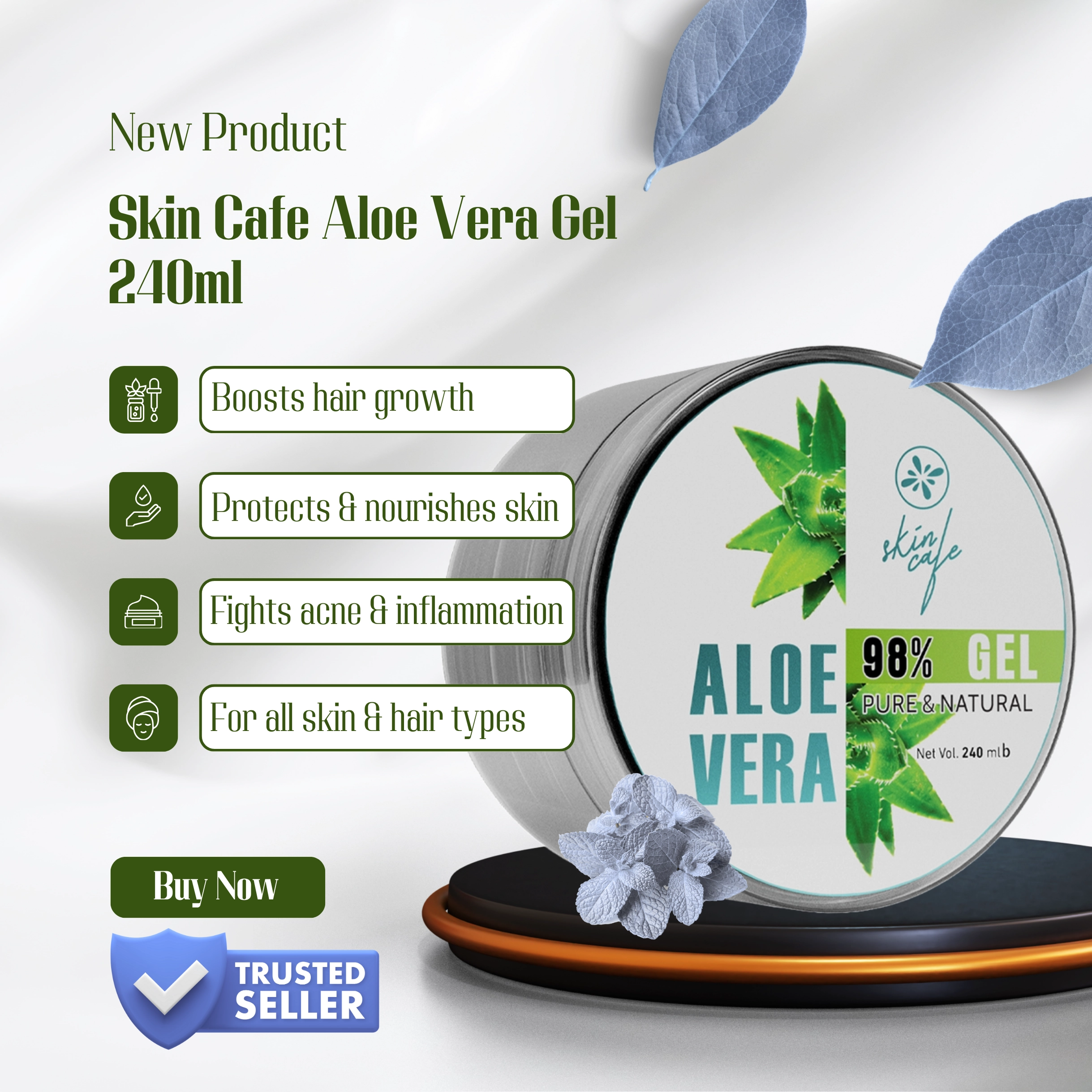 Skin Cafe Pure & Natural Aloe Vera gel 98% – 240ml