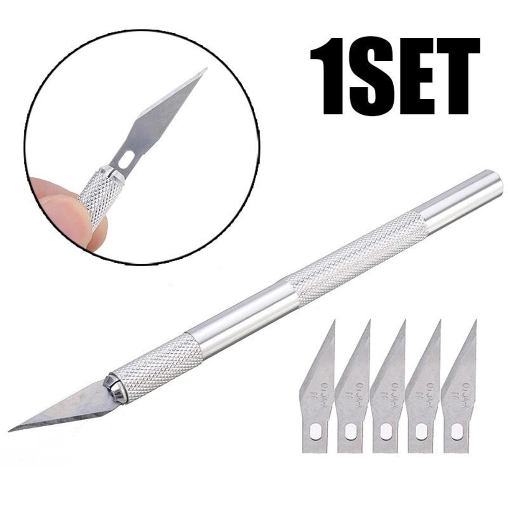 Metal Scalpel Hobby Cutter: Engraving Crafting Tool (6 Blades)