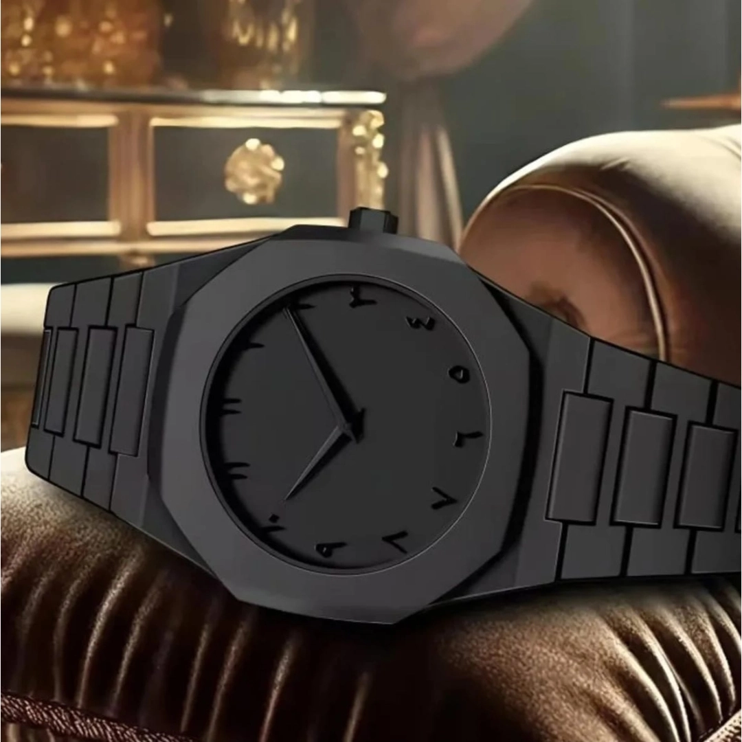 Black Arabic Aura Watch Carbon Fiber Plastic Fashionable watch For Men