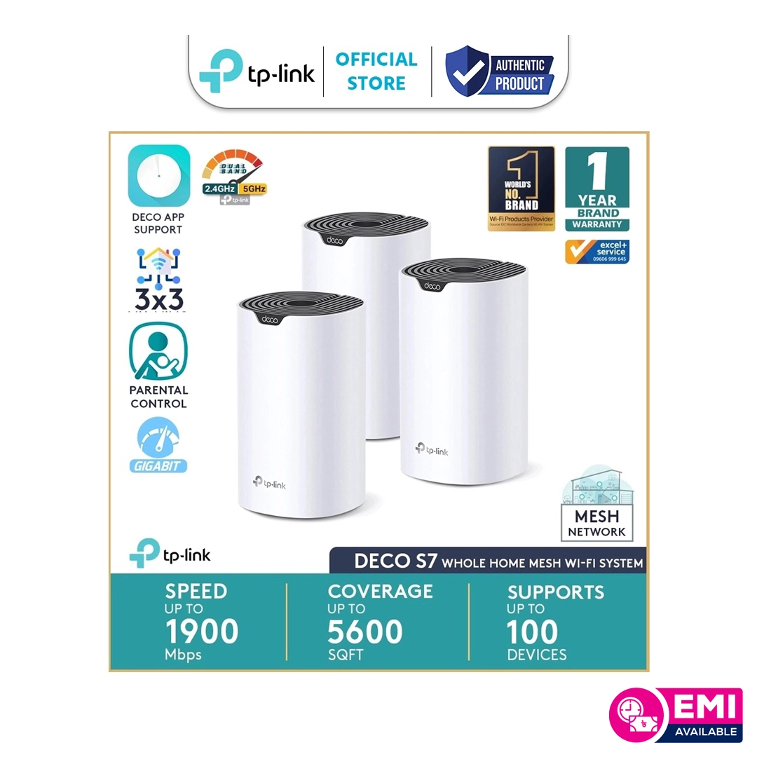 TP-Link Deco S7 AC1900 3 Pack Whole Home Mesh Wi-Fi System Smart Router ...