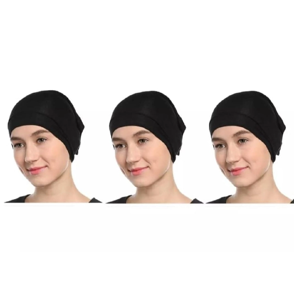3 Pics Muslim hijab inner cap for women and girls synthetic soft cotton