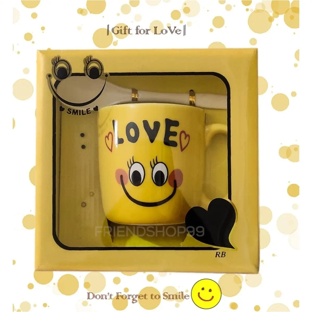 Emoji Ceramic Mug Gift Box With Spoon Yellow Colors Gift- 1 Piec Emoji ...