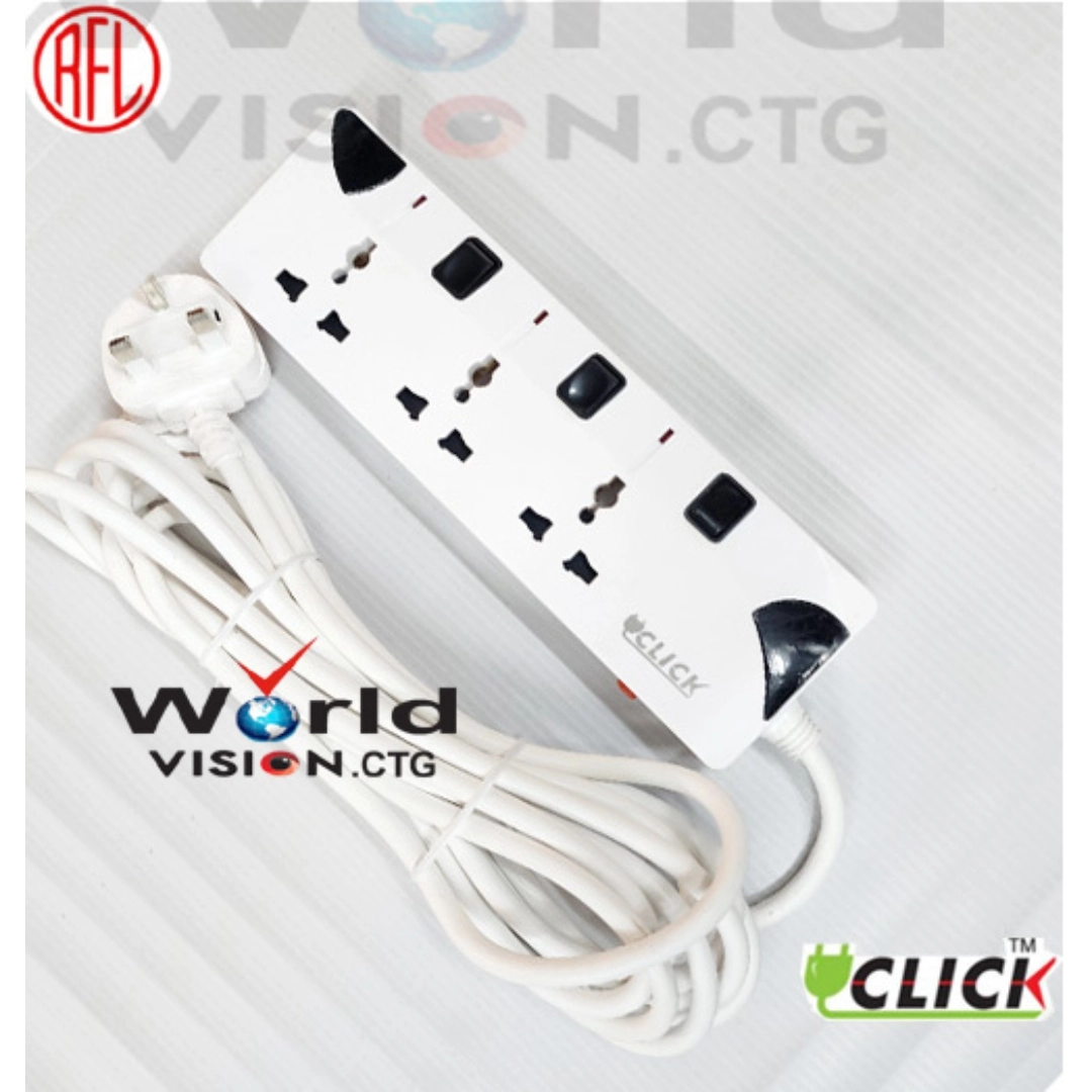 Multi Extension Click 3 pin 3 port 16 feet Cable