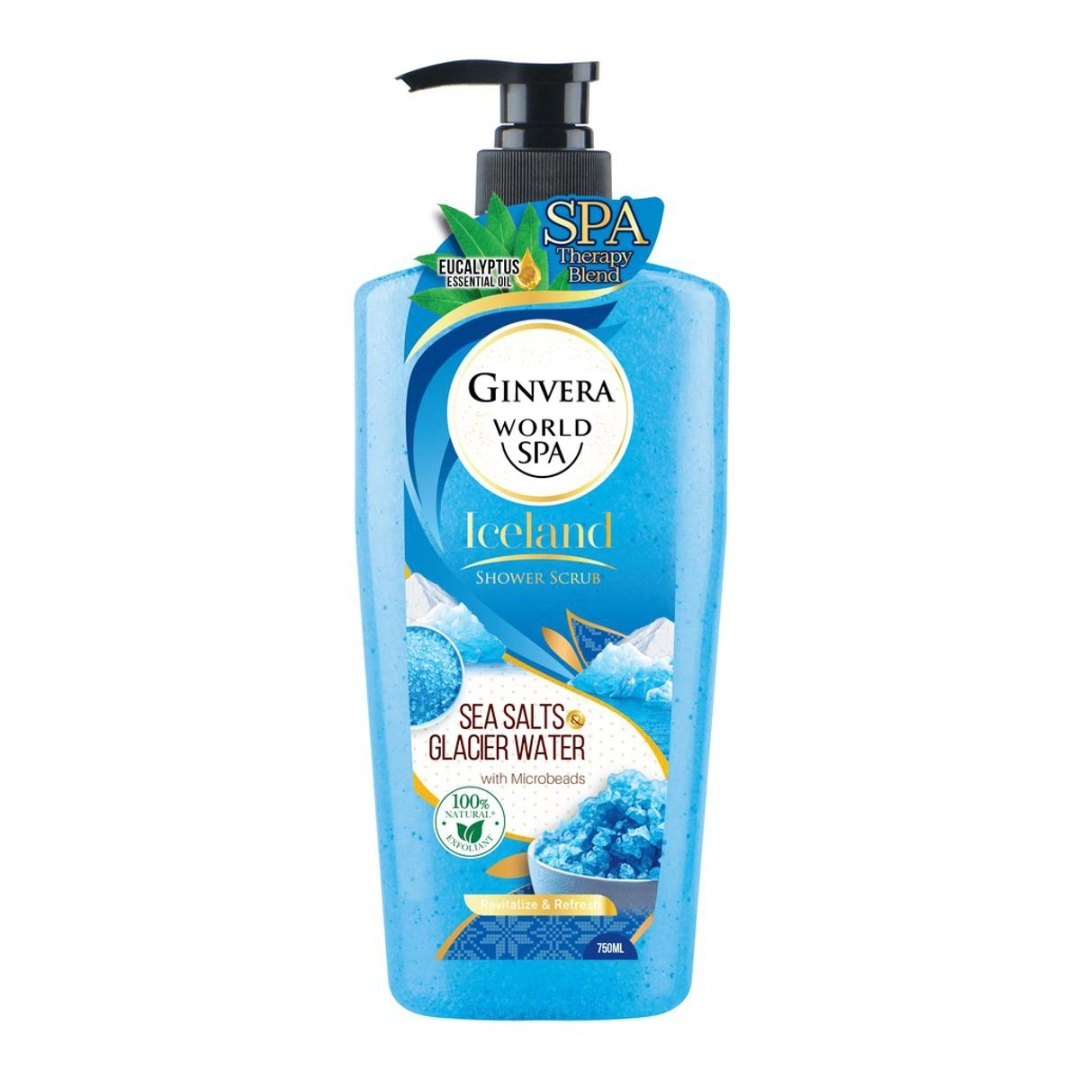 Ginvera World Spa Iceland Shower Scrub - Glacier Water & Sea Salts, 750Ml