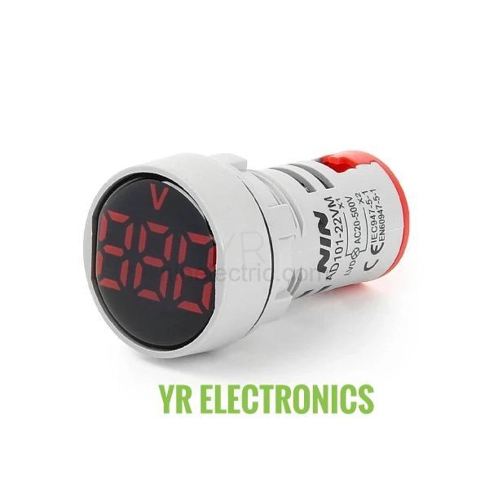 1 PCS RED ROUND AC60-500V Mini AC Voltage Meter LED Digital Display Red ...