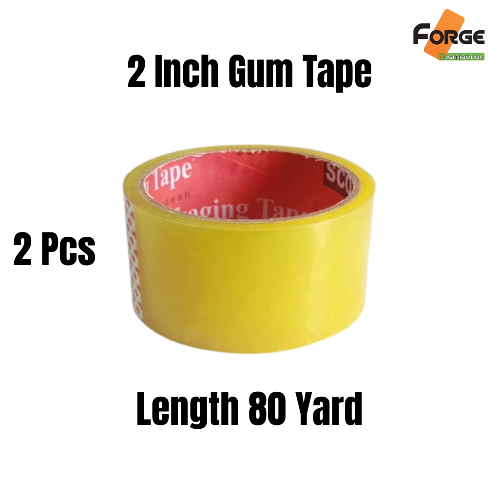 2 pcs 2 Inch 80 Yard Yellow Gum Tape for Carton Binding
