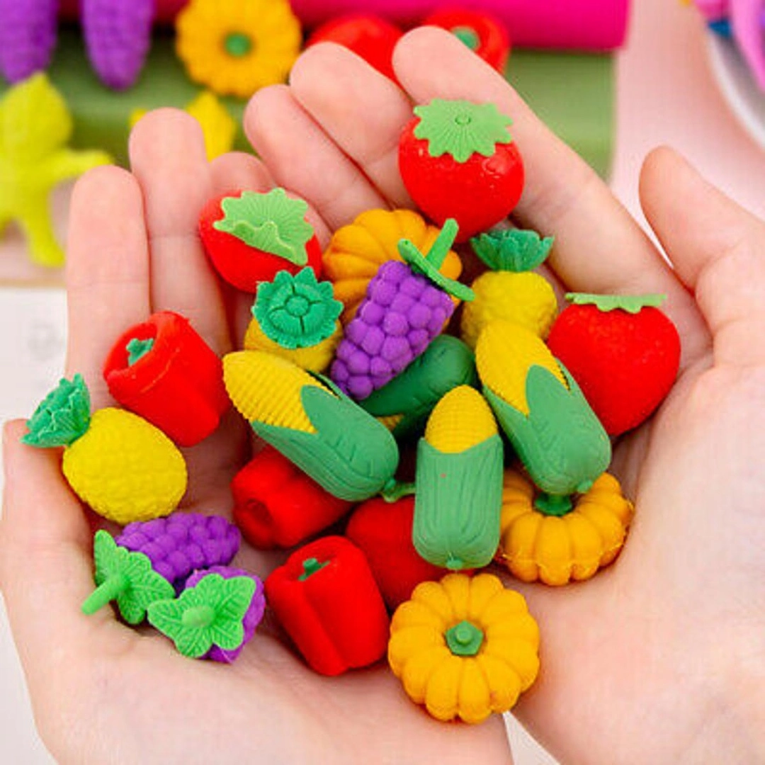 Mini Cute Vegetables and Fruits Erasers or Pencil Rubbers for Kids (4 ...