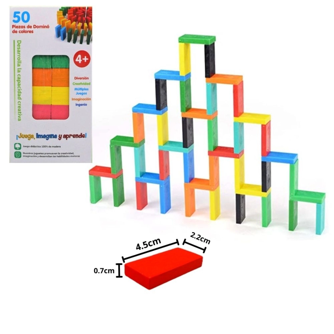50Pcs /10 Colors Wooden Domino Kids Toy Classic Desktop Games/Table ...