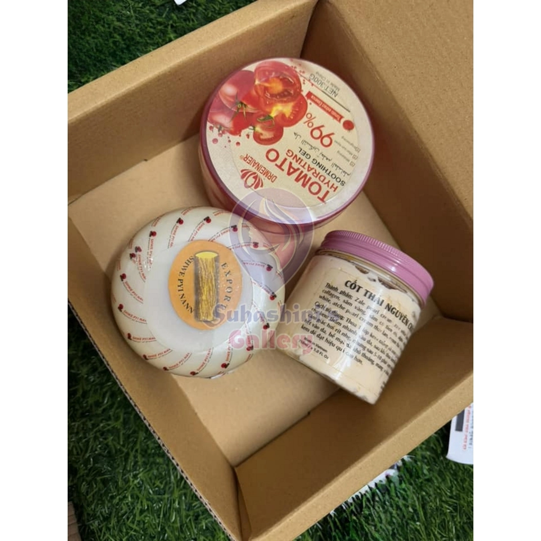 Natural Glow Combo Kem Cot Thai Cream Thanaka Face Pack Tomato Soothing ...