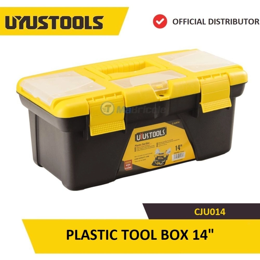 14-inch Tool Box Plastic Tool Box with Tray and Organizers Includes ...