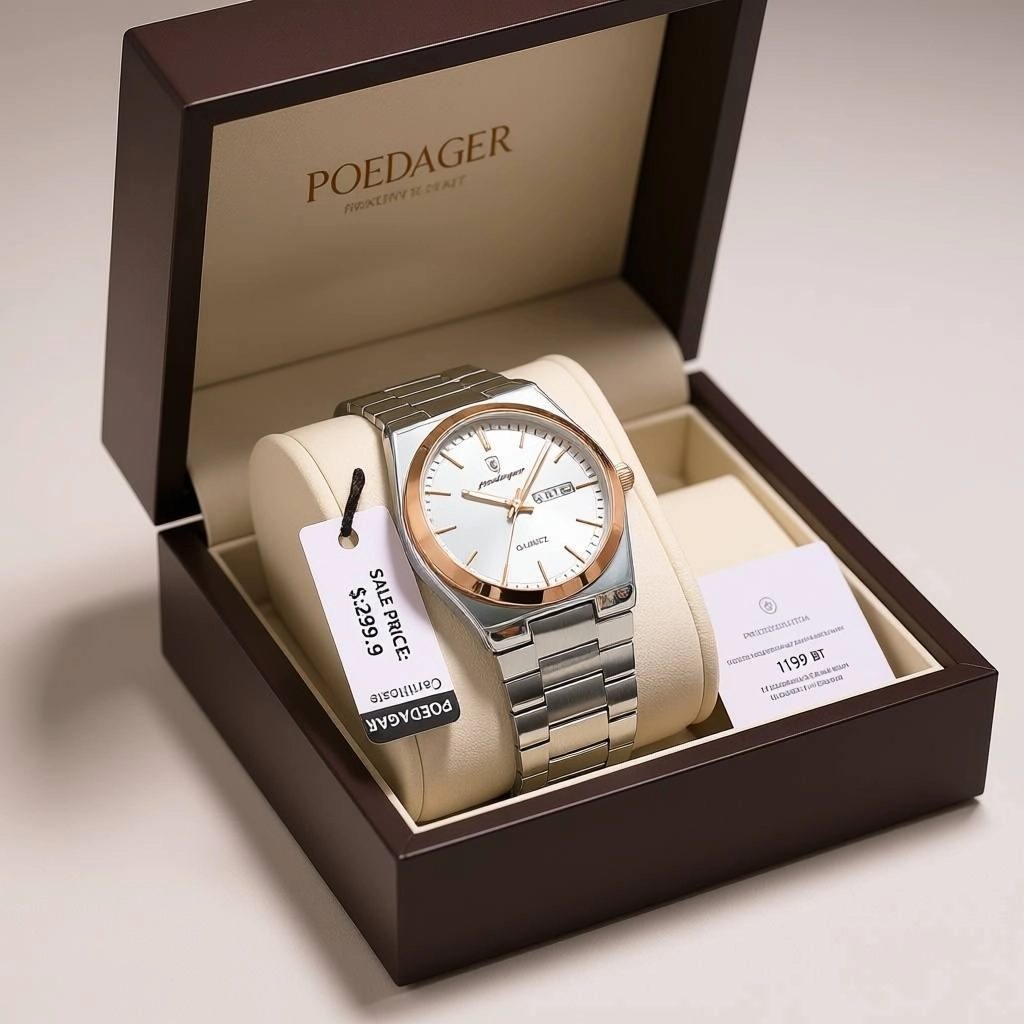 POEDAGAR Men's Luxury Two-Tone Quartz Watch (Octagonal/Tonneau Style)