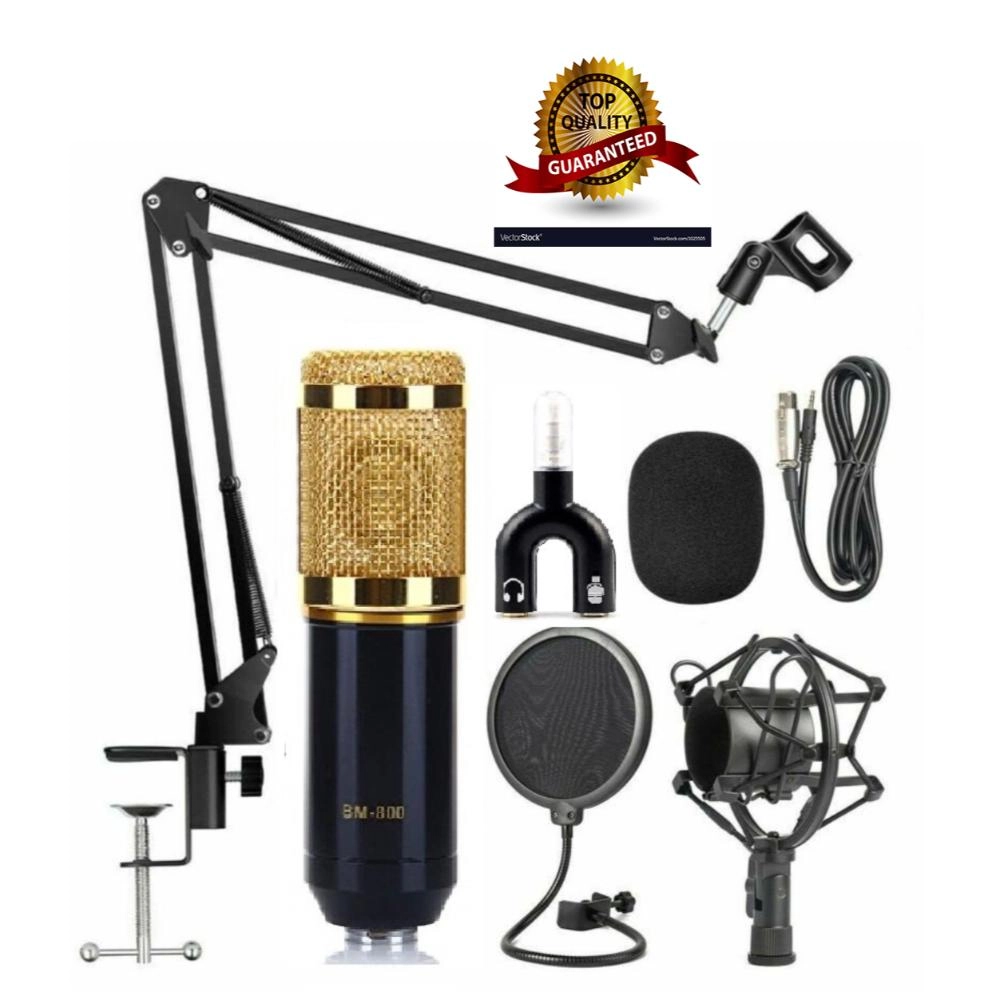 BM800 Professional Condenser Studio Record Microphone With Sound Card ...