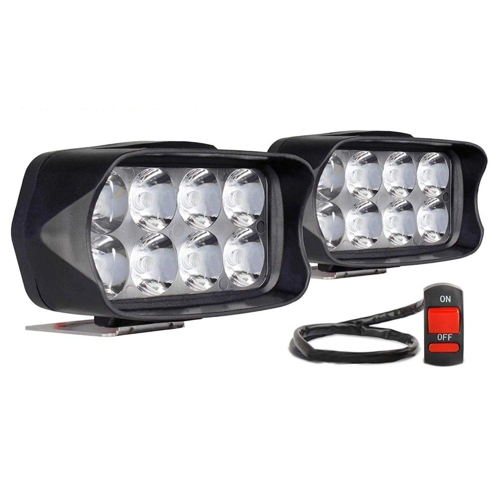 Waterproof 8-LED Fog Light - 2pcs 12W 12V with Handlebar Switch for ...