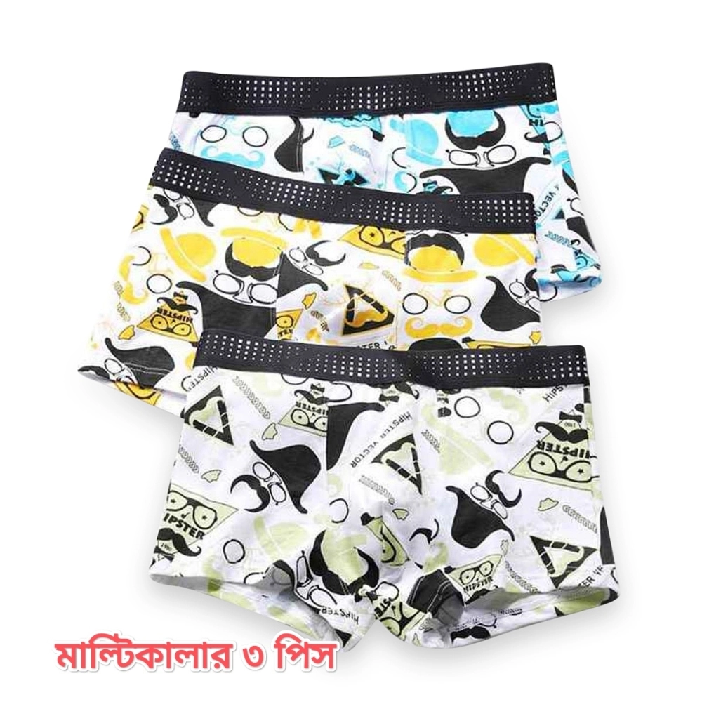 3 Pieces China Printed Boxers Random Color And Print - Under Wear For Men