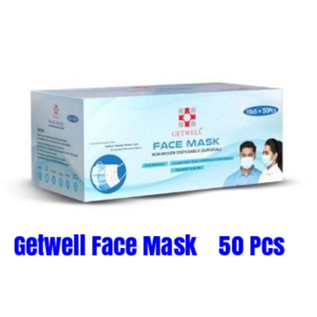 50 Pcs Getwell Surgical Face Mask 3 Ply Including Melt Blown Layer With ...