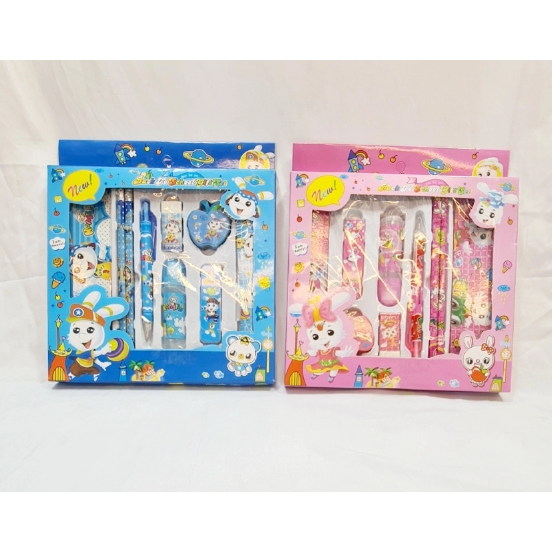 Stationary Set Give Set Pencil Set 9Pc - Blue/Pink Back To School Gift ...