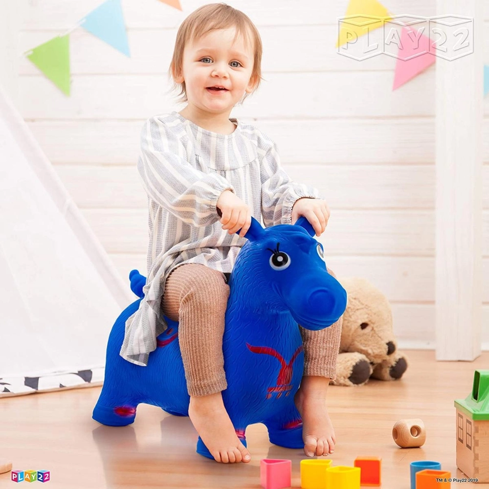 Blue Horse Hopper with Pumper - Jumping Horse, Ride-on Bouncy Animal