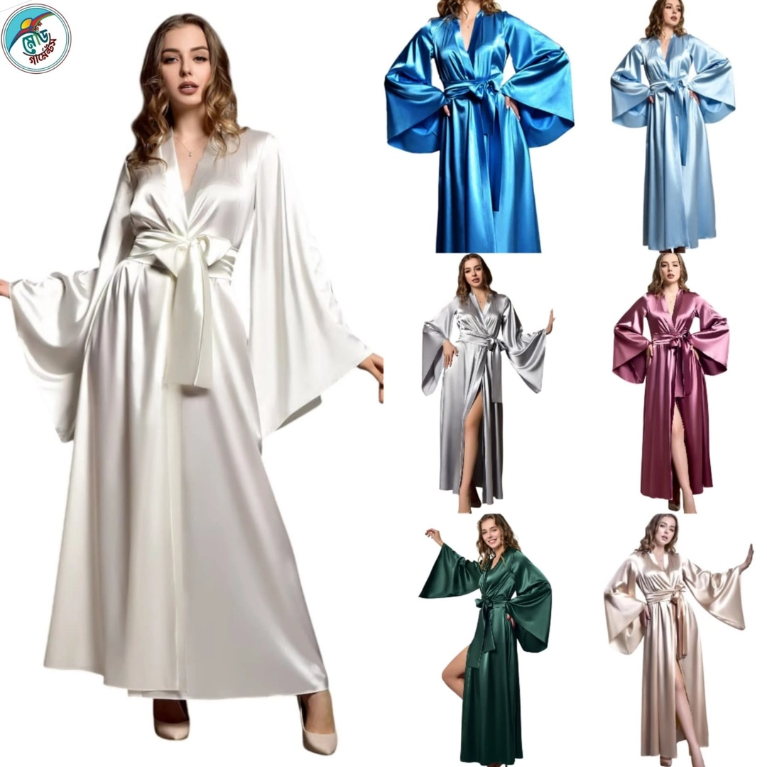 Long Satin Kimono Robe for Bridesmaids – Elegant Floor Length Silk ...