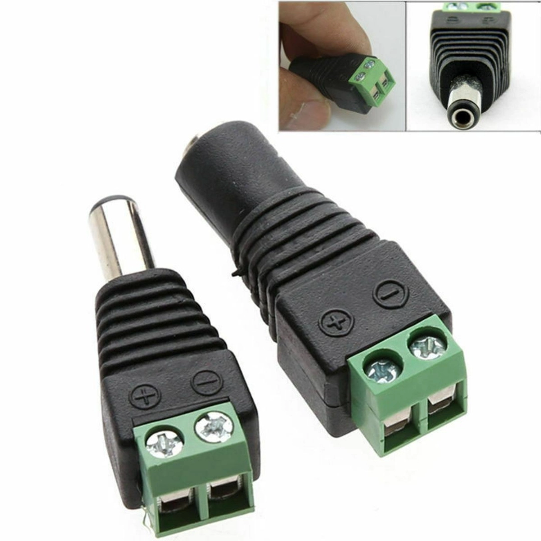 DC 12V Adapter Balun Connector Jack Power Plug Male And Female for LED ...