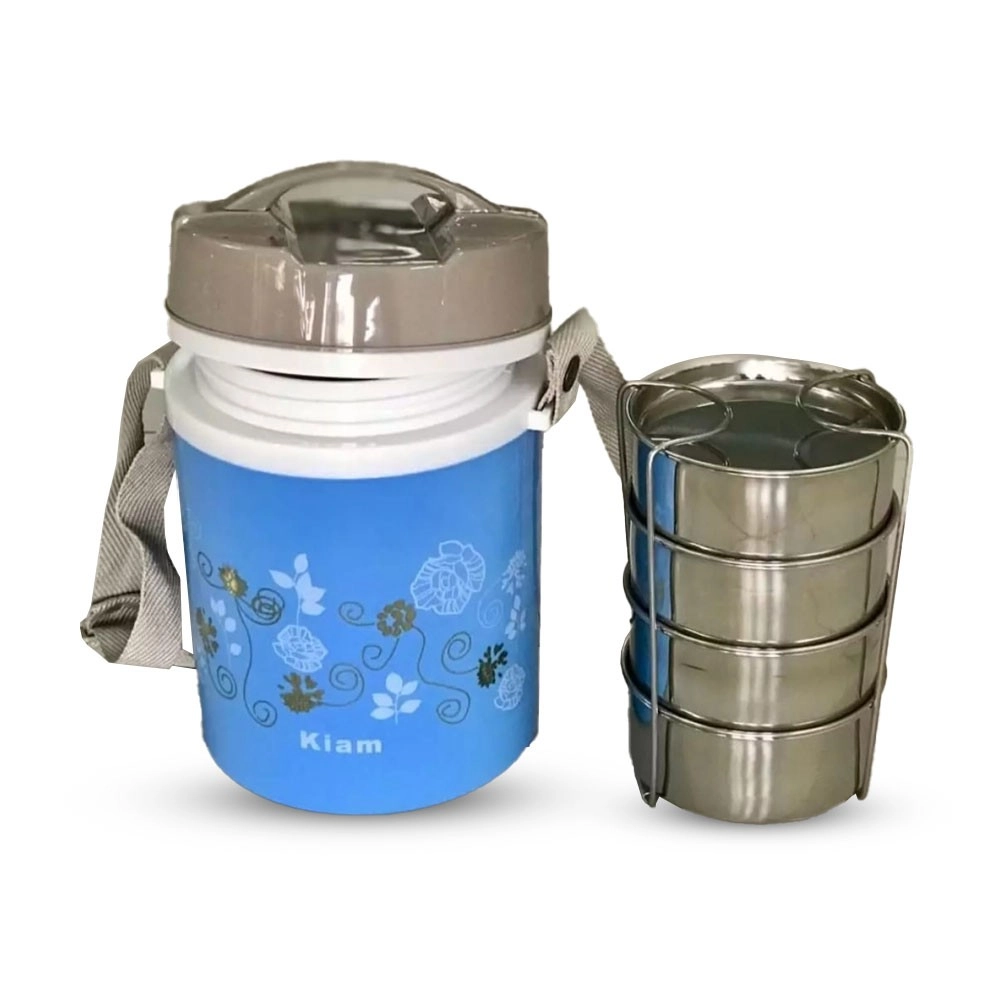 Kiam Monalisa Steel Hot Tiffin Carrier or Lunch Pot 4 Bati - Box