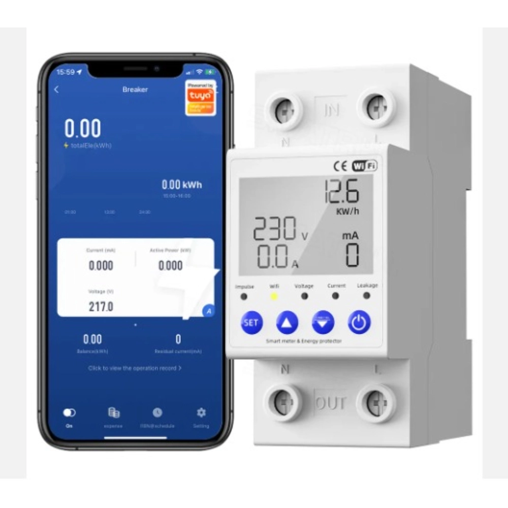 63A WIFI Smart Switch TUYA Energy Meter Kwh Metering Circuit Breaker ...