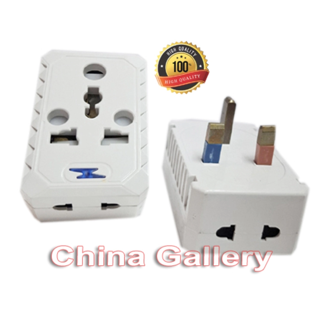 3 Pin Flat Multi Socket 13a (3 pin to 3 pin Flat & Round 2 Pin) Plug ...