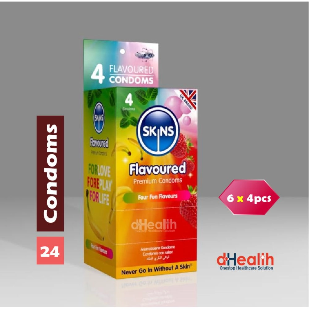 SKINS Flavored Premium Condoms Full Box (4x6)=24 Pcs (UK)