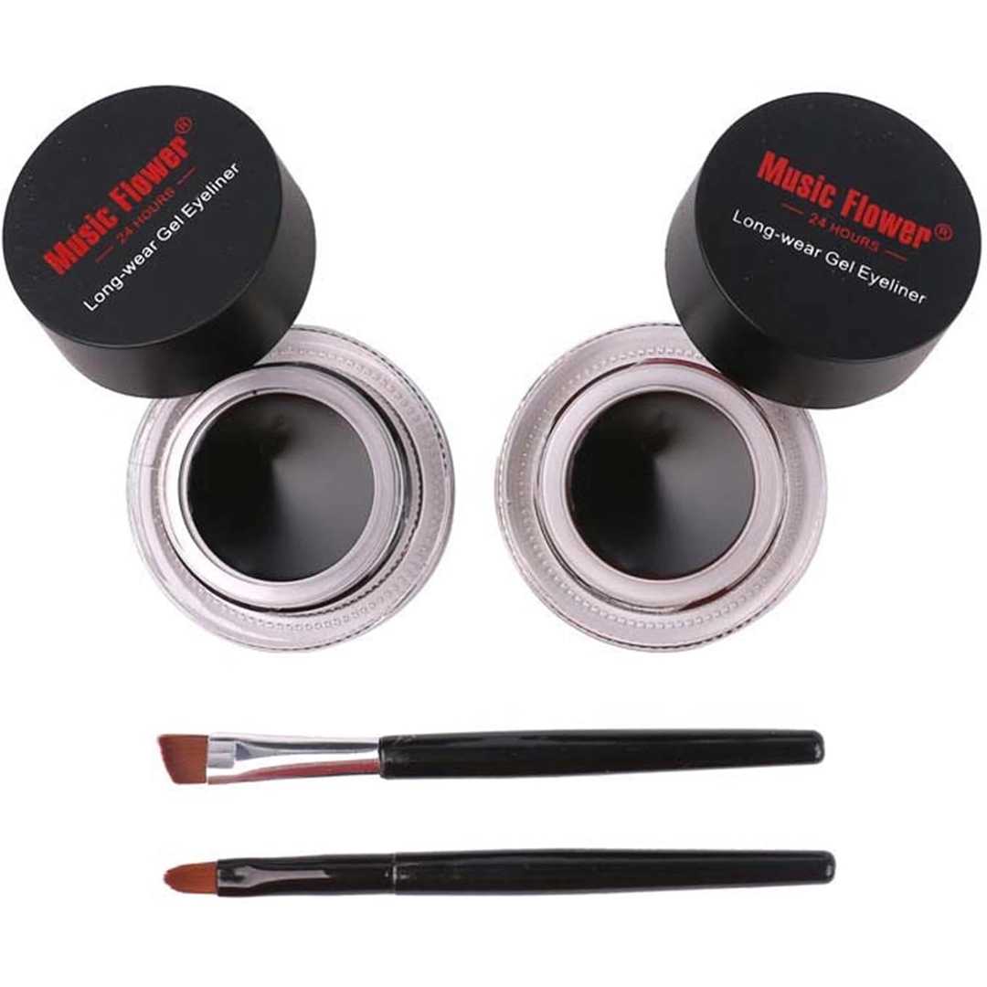 Music Flower 2 In 1 Black & Brown Eyeliner Gel Makeup Waterproof Eye ...