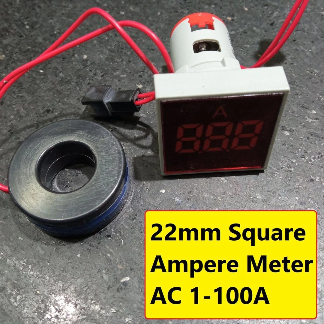 SQUARE AMP Meter 100A DIGITAL Ampere Meter 22mm Panel Mount Ampere ...