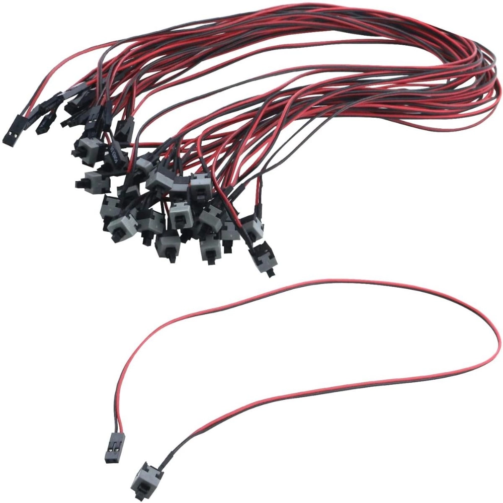10 Pcs PC Casing Power Push Button Cable ATX Computer On/Off Switch ...