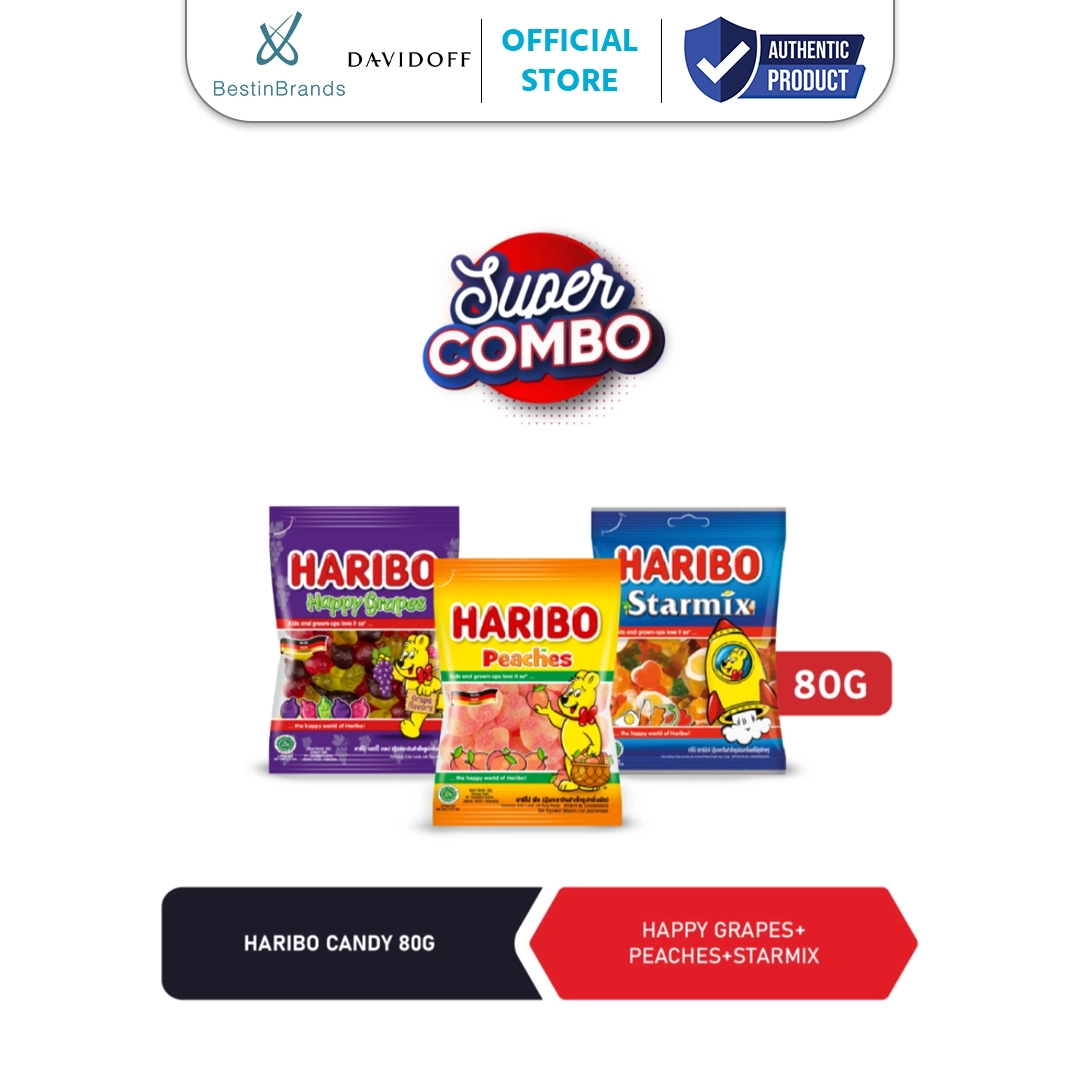 3 Pcs Combo Offer - HARIBO GUMMY CANDY 80GM - HAPPY GRAPES, PEACHES ...
