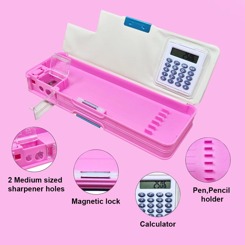 Kids Pencil Box With Calculator, Dual Sharpener, Pen & Pencil Holder ...