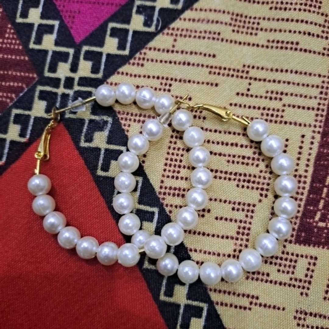 Personality Retro Fashion Pearl Hoop Earrings-Girls Statement Drop Earrings