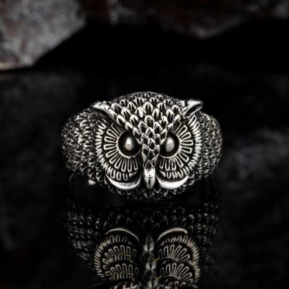 Eyes Owl/Ullu Bird Face Design Thumb Finger Ring Alloy - Silver