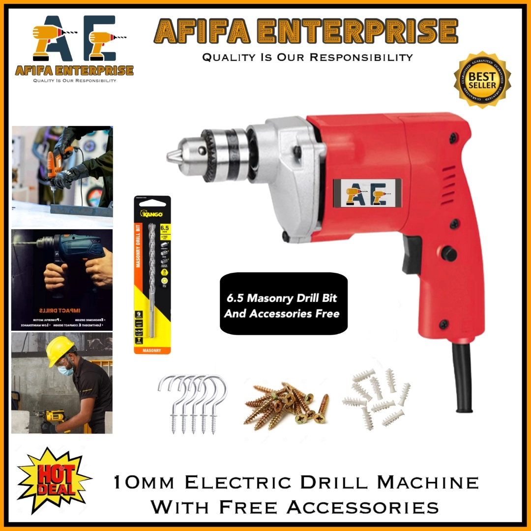 Electric Drill Machine 10mm With Free Accessories