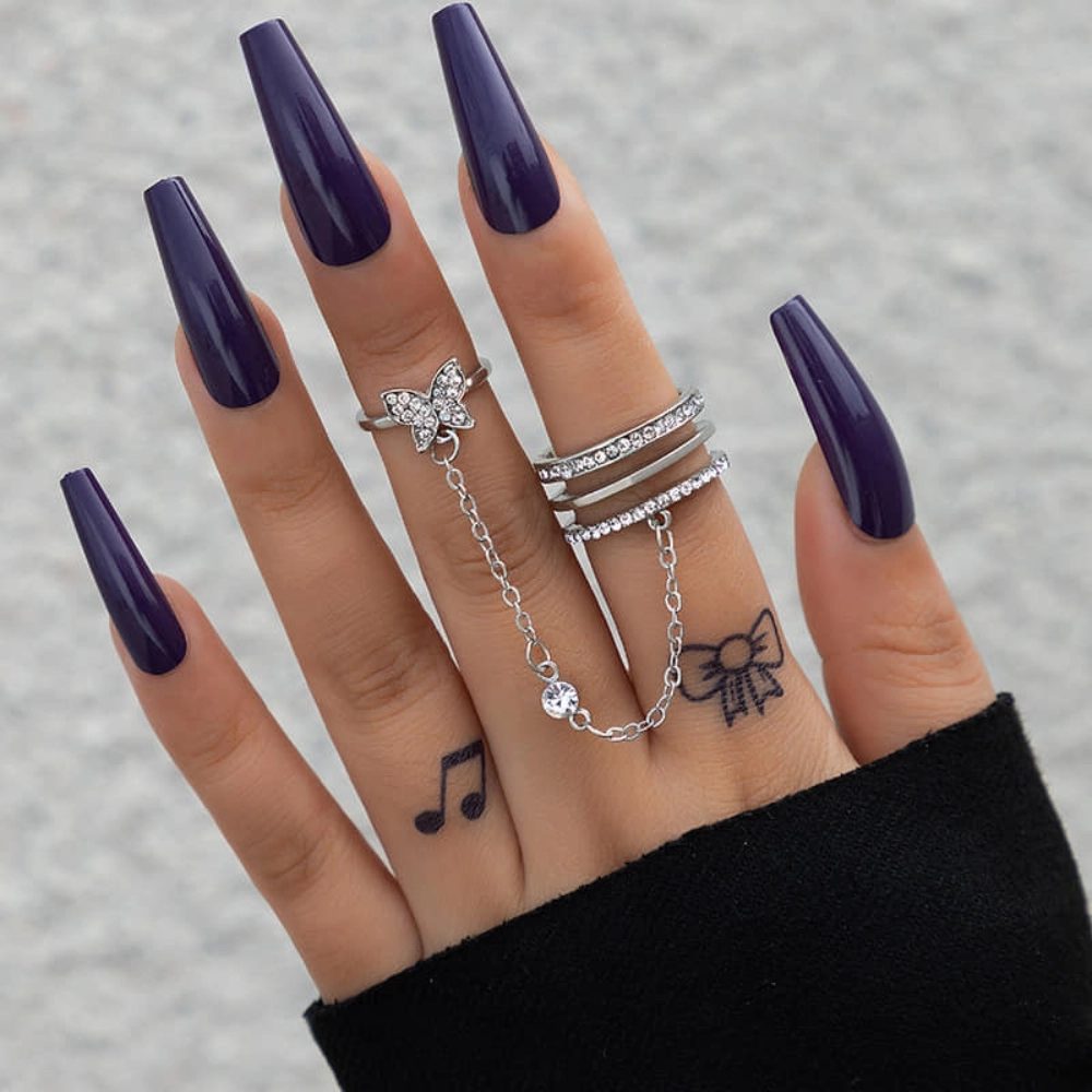 Butterfly Statement Rings for Women Crystal Rhinestones Finger Ring for ...