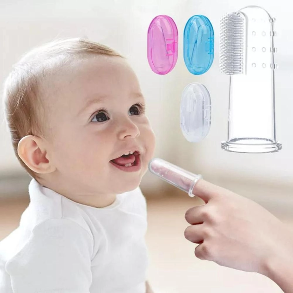 Silicone Baby Finger Tooth Brush with Box For Kids - Transparent