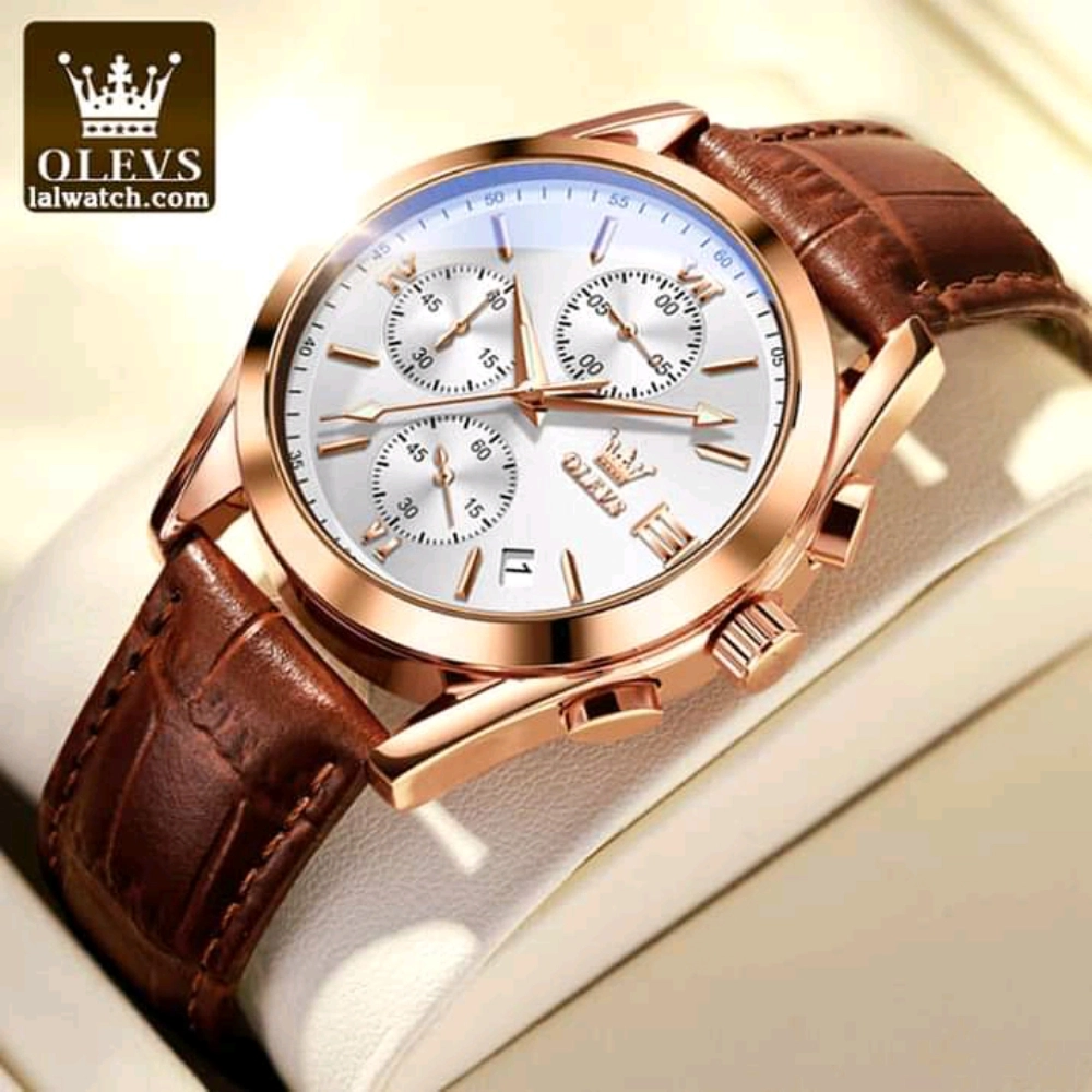 OLEVS 5610 Men Watch Luxury Leather Luminous Hand Watch