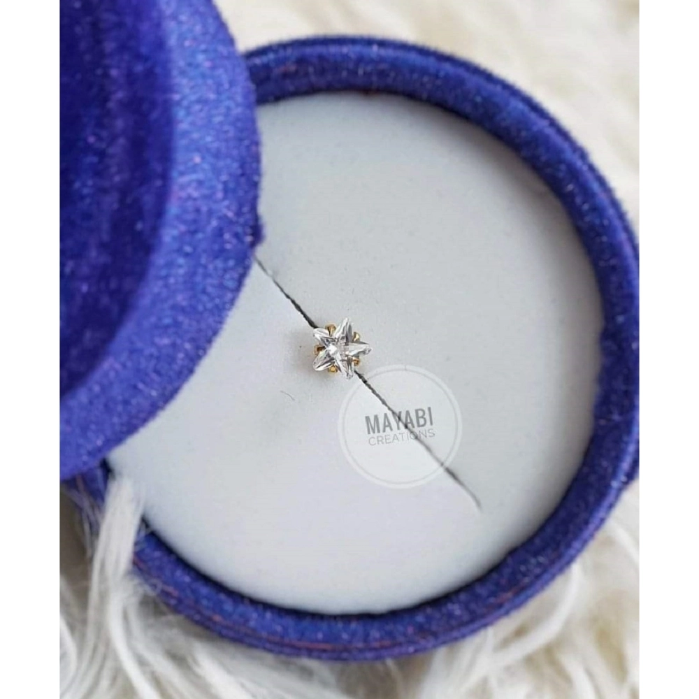 Sunflower Design Zirconia Nose Pin, Push System Nose Pin, Nose Pins For ...