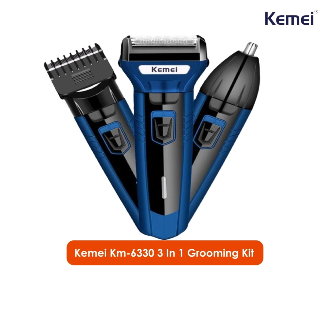 Kemei Km-6330 3 In 1 Grooming Kit Shaver Clipper Nose Trimmer