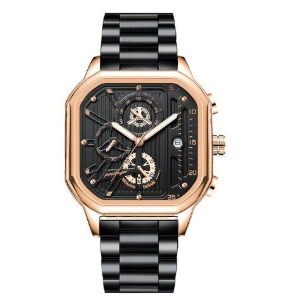 Poedagar PO628S Black Stainless Steel Chronograph Wrist Watch For Men ...